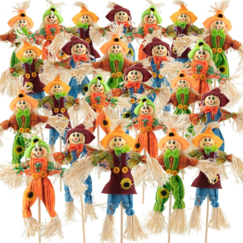 24 PCS Halloween Scarecrow Decoration Outdoor, Fall Harvest Scarecrow ...