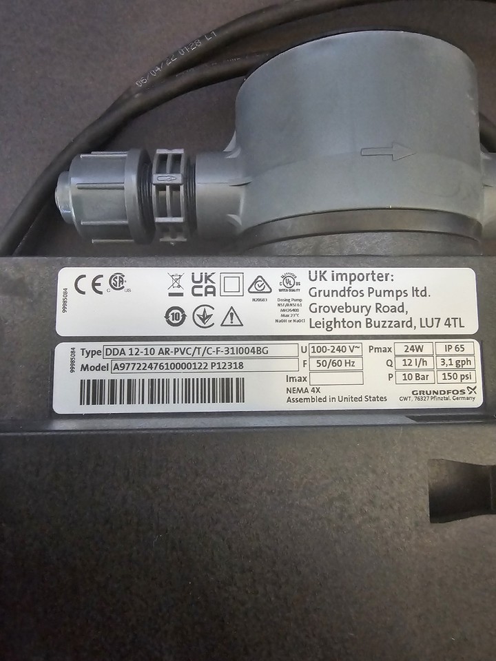 Grundfos DDA 12-10 AR-PV/T/C-F-31I004BG Digital Dosing Pump Open Box | eBay