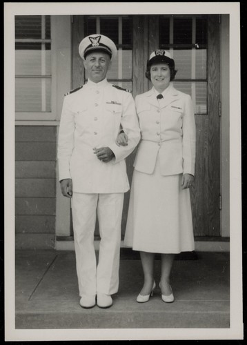 Vintage US Military WWII Photo Coast Guard Man Woman Officers in ...