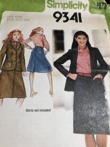 Patterns Sewing 1970’s Juniors Simplicity Pattern Number 9341 SZ 9/10 ...