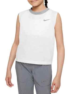 NIKE YOGA White/Light Smoke Gray DRI-FIT TANK TOP SHIRT BIG KIDS/GIRLS ...