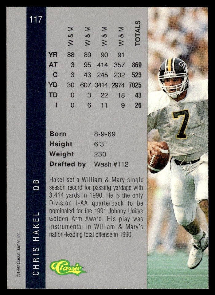 1992 Classic Draft Four Sport #117 Chris Hakel NRMT or Better | eBay