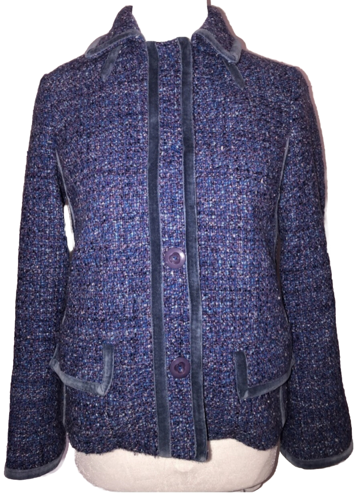 MARC JACOBS Purple Blue Bouclé Tweed Wool Blend Jack… - Gem