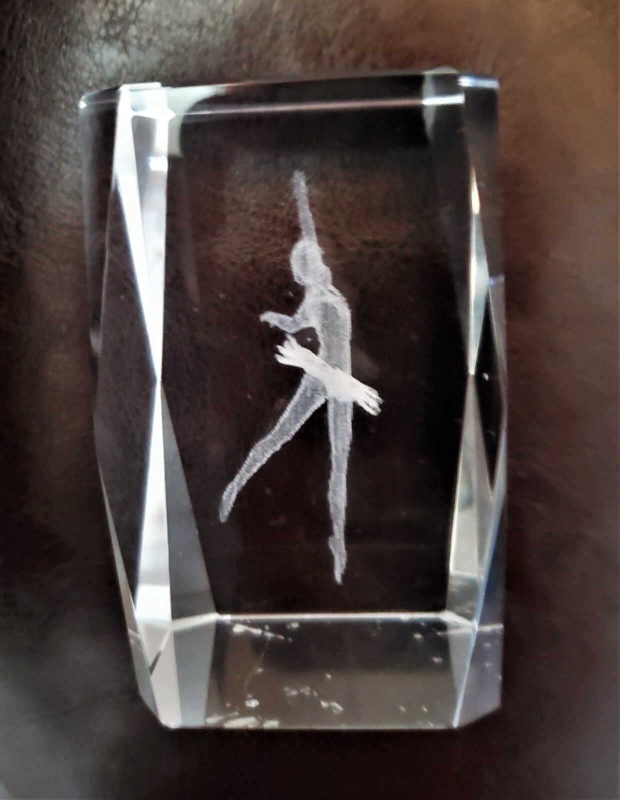 Vintage 3D Laser Etched Ballerina Dancing Crystal Paperweight Set of 2 ...