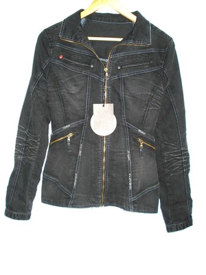 GSUS BLACK SLIM FIT DESTROYED TORN FRONT ZIP JEAN JACKET SMALL | eBay