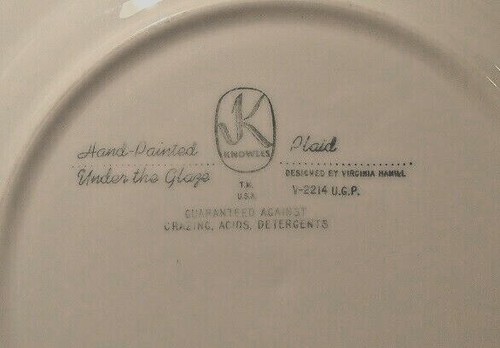 Edwin Knowles PLAID 10" Dinner Plate Designed by Virginia Hamill MCM ...