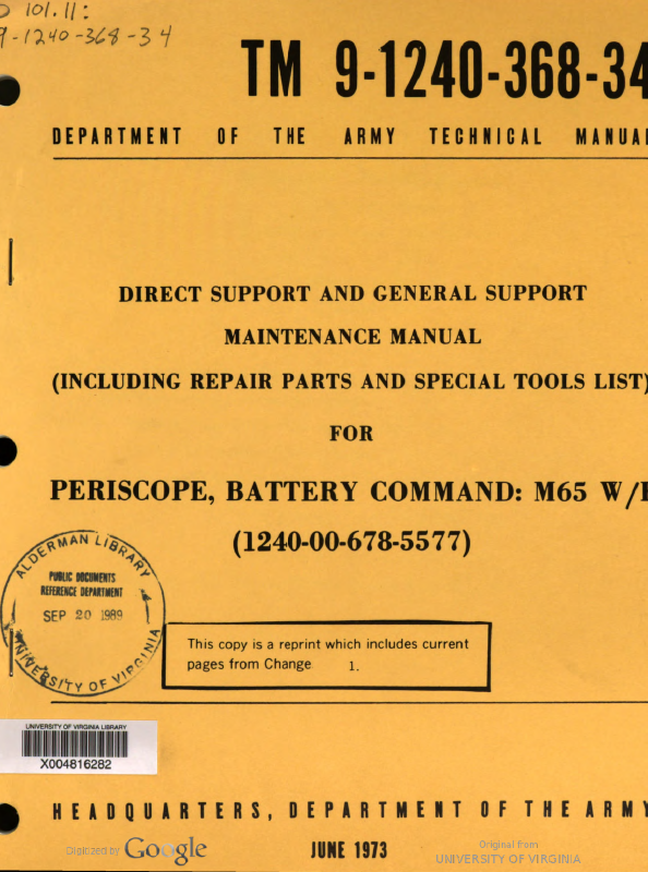 Military M65 Binocular Periscope Trench Artillery Battery M17 Tripod ...