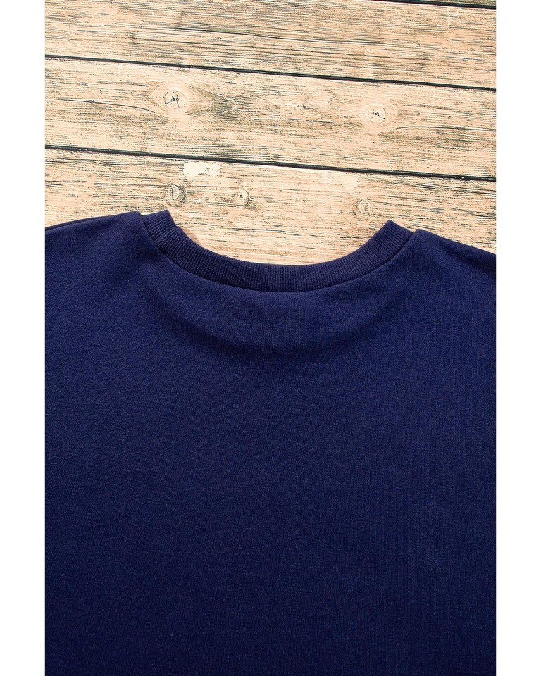 Azura Exchange Navy Blue Solid Fleece Lined Drop Shoulder High Low ...