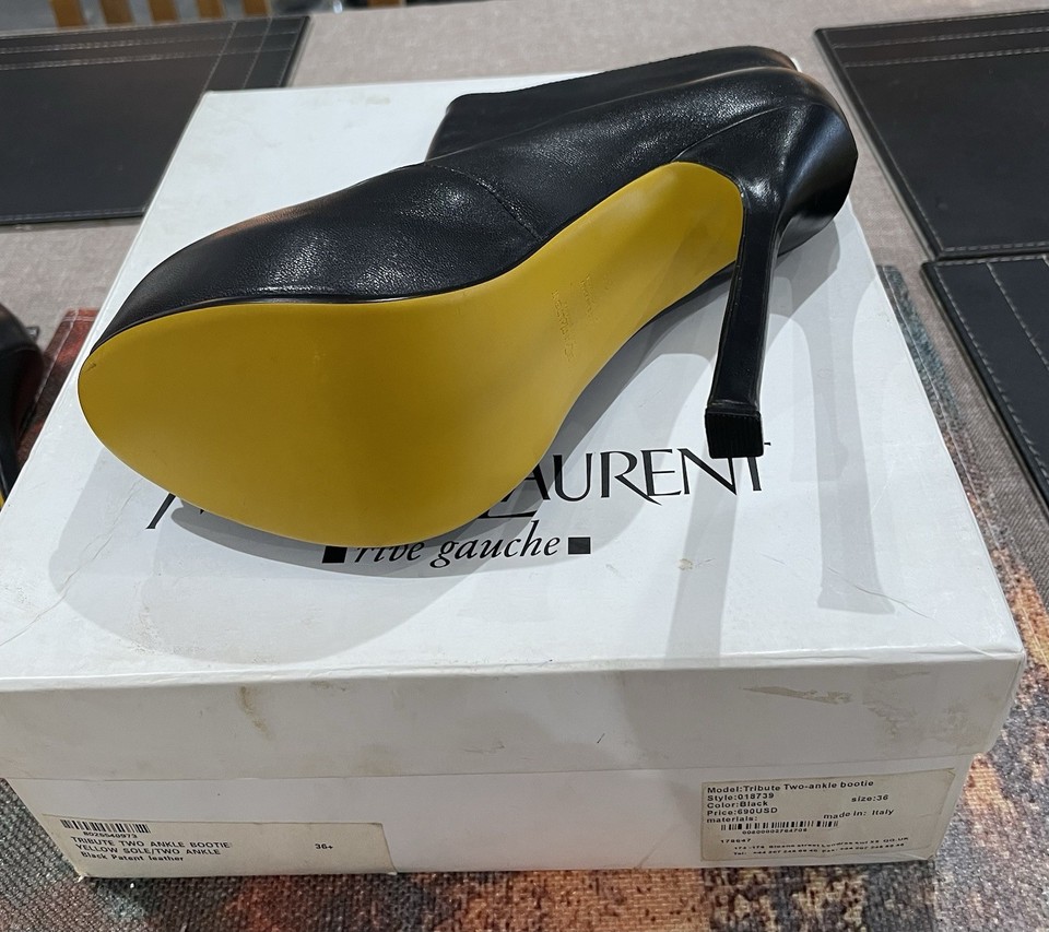 Yves Saint Laurent YSL leather platform high heel ankle boot New 38 ...