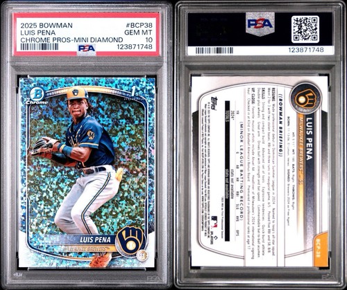 2025 Bowman Chrome Prospects Luis Pena Bcp 38 Mini Diamond Refractor 8880