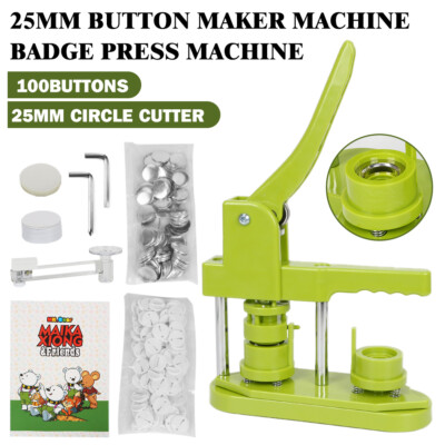 25mm Button Maker Machine + 100 Buttons Circle Cutter Bags Badge Maker ...