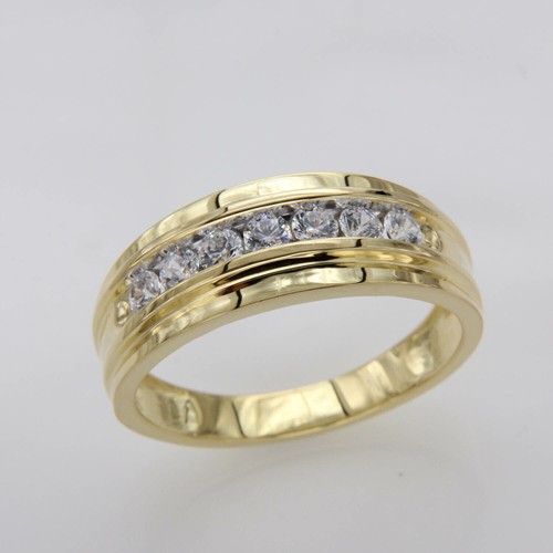 1ct Seven Stone Round Simulate Diamond Channel Set Mens Ring 14k White ...