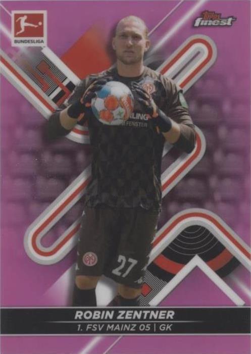 2021-22 Topps Finest Bundesliga - Robin Zentner #110 Pink Refractor ...
