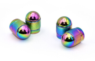 SET OF 4 IRIDESCENT NEON UNIVERSAL VALVE CAR TRUCK WHEEL TIRE AIR STEM ...