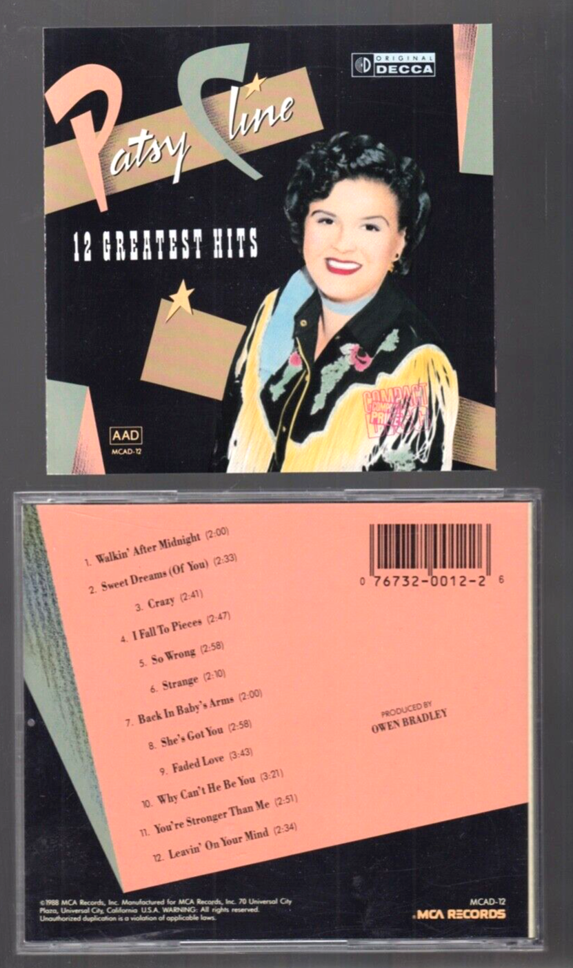 PATSY CLINE-12 GREATEST HITS-1988 CD NF-WALKING AFTER MIDNIGHT-SUPERB ...