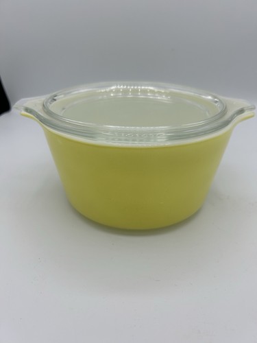 Vintage Pyrex 1 QT #473 Casserole Dish Yellow-Green Verde Series with ...