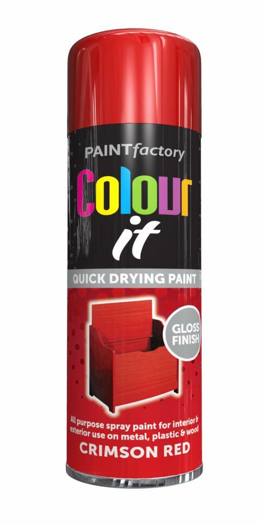 CRIMSON RED PAINT SPRAY AEROSOL QUICK DRYING GLOSS ALL PURPOSE PAINT ...