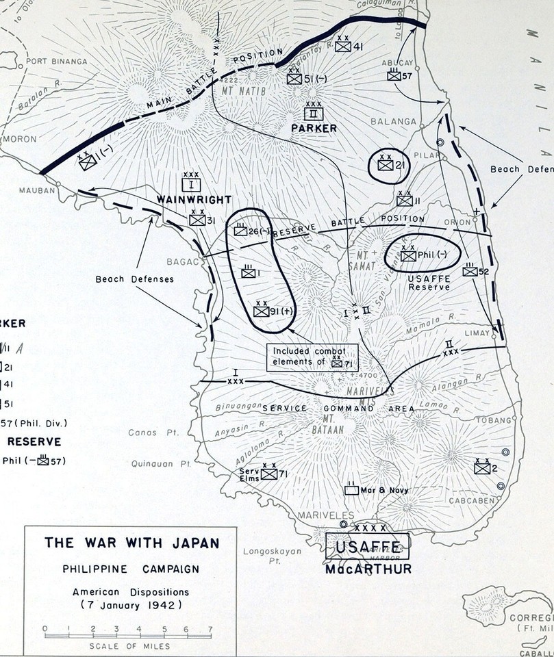 WWII Map Japan Philippine Campaign Bataan Peninsula McArthur US Troops ...