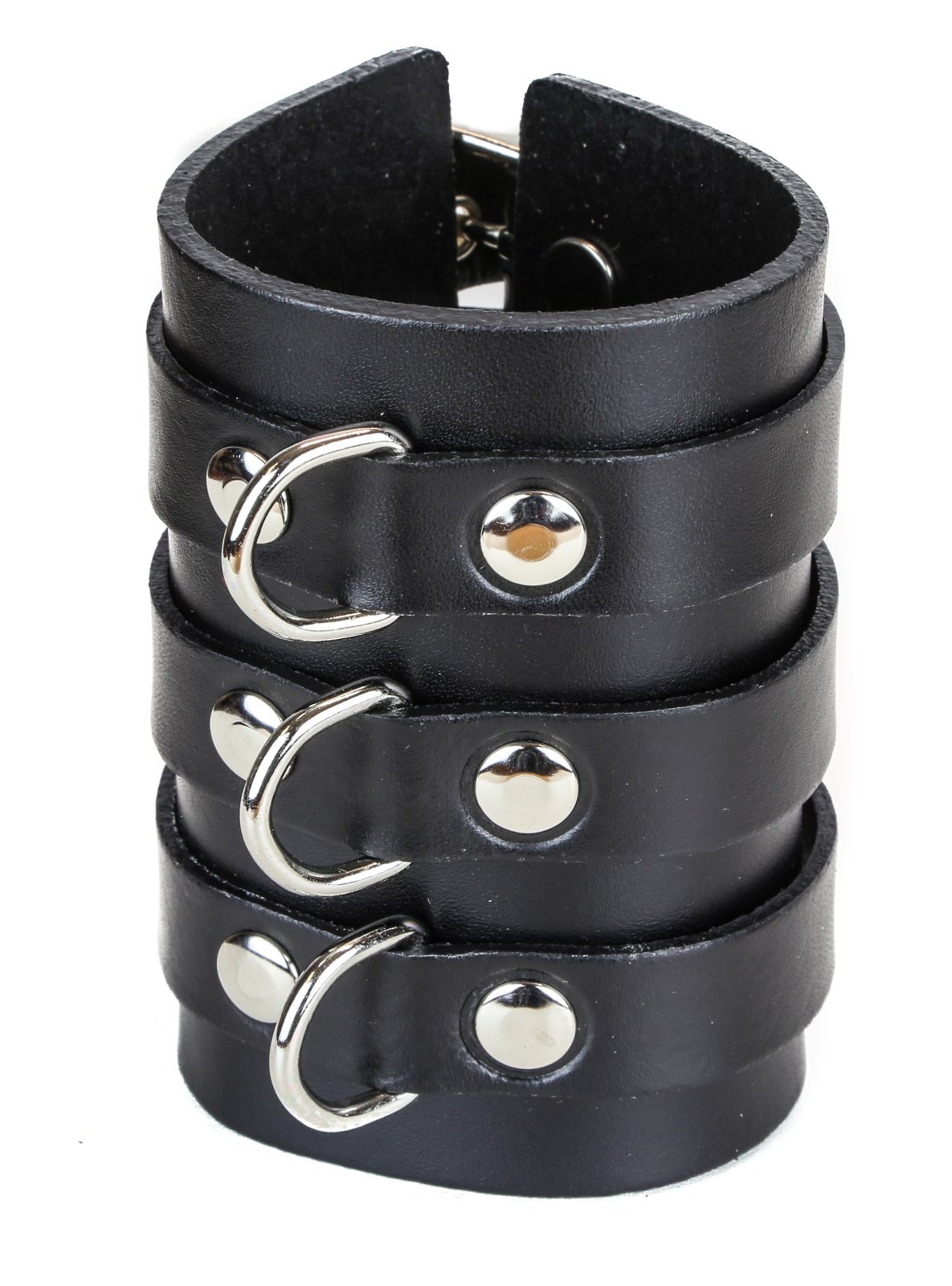 D Ring Bondage Wide Buckle Leather Bracelet 80 Punk Goth Thrashmetal ...