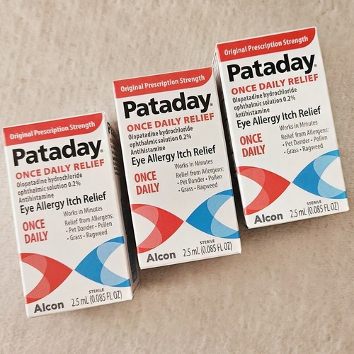 Lot of 3x Pataday Once Daily Eye Drops Allergy Relief 2.5ml 0.085 oz ...