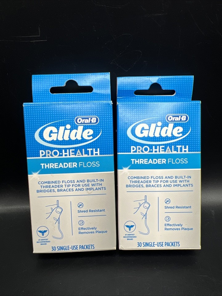 Oral-B GLIDE Pro-Health Dental THREADER FLOSS 50 Single Use Packets ...