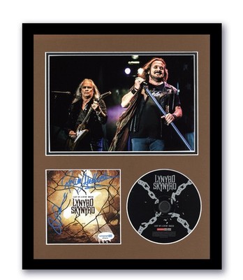 LYNYRD SKYNYRD SIGNED AUTOGRAPH FRAMED 11x14 CD DISPLAY ACOA VAN ZANT ...