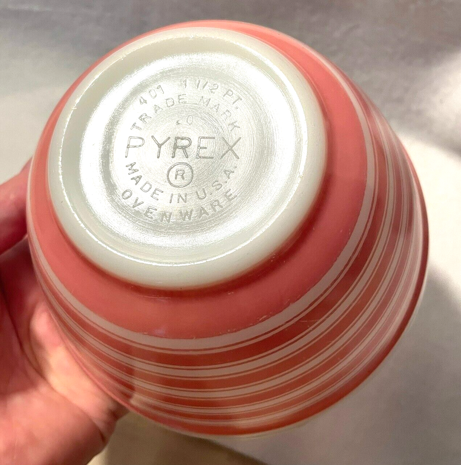 Vintage PYREX® Mixing Bowl with Pink Stripes | eBay