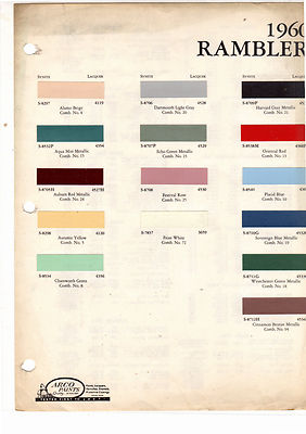 1960 RAMBLER AMERICAN REBEL AMBASSADOR 60 PAINT CHIP ARCO | eBay