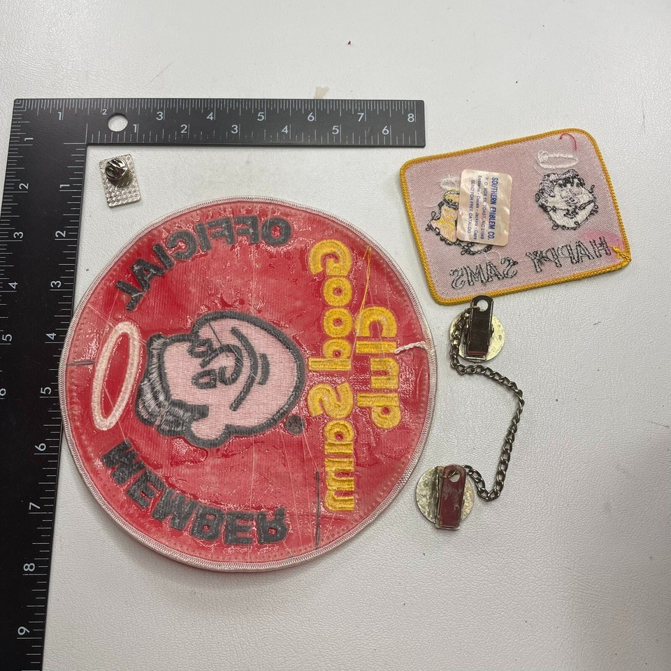 VTG 1 GIANT GOOD SAM Patch + HAPPY CAMPER SAM + 1 Pinback Pin +1 Vest ...