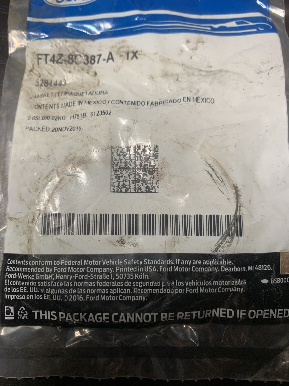 GENUINE FORD FT4Z-8C387-A water manifold gasket | eBay