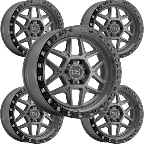(Set-5) Black Rhino Kelso 18x9 6x5.5" -12mm Battleship Gray Wheels Rims ...
