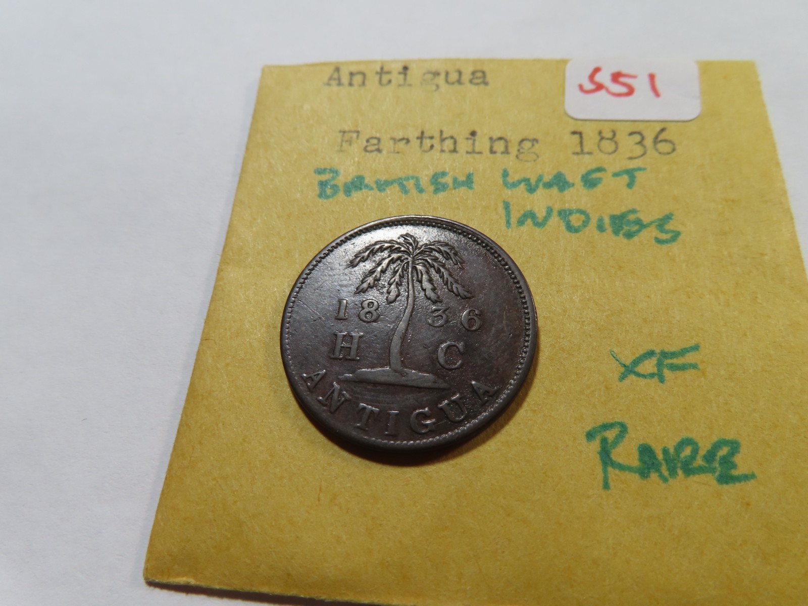 S51 British West Indies Antigua 1836Hannay & Coltart Farthing Token XF ...