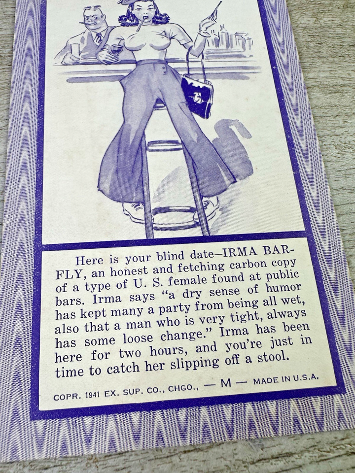 1941 IRMA BAR-FLY Postcard Vintage Exhibit Supply Co Fortune Teller ...