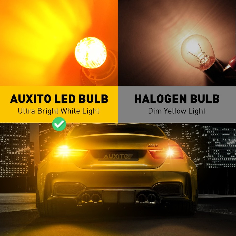 2X BA15S 1156 7506 Amber LED Turn Signal Light Bulb Error Free Anti ...
