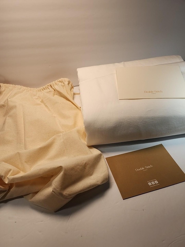 Double Stitch by Bedsure Cotton Tencel Queen Duvet Cover Set, Cream | eBay