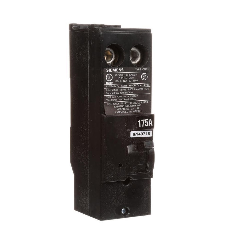 175 Amp Double Pole Circuit Breaker Type QNRH Siemens Load Center Meter ...