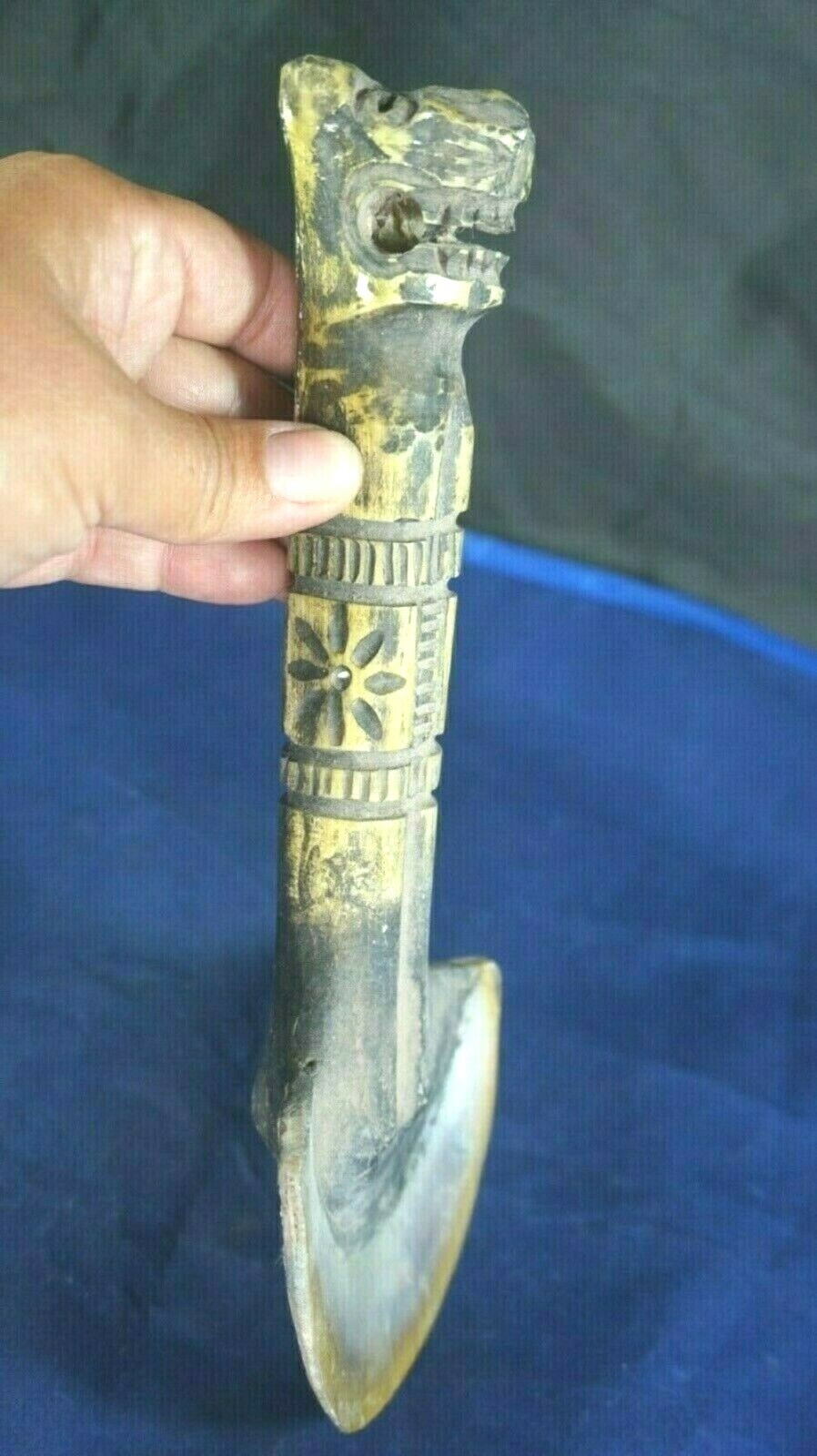 Peruvian Ceremonial Feline knife - made in wood and spondylus | eBay