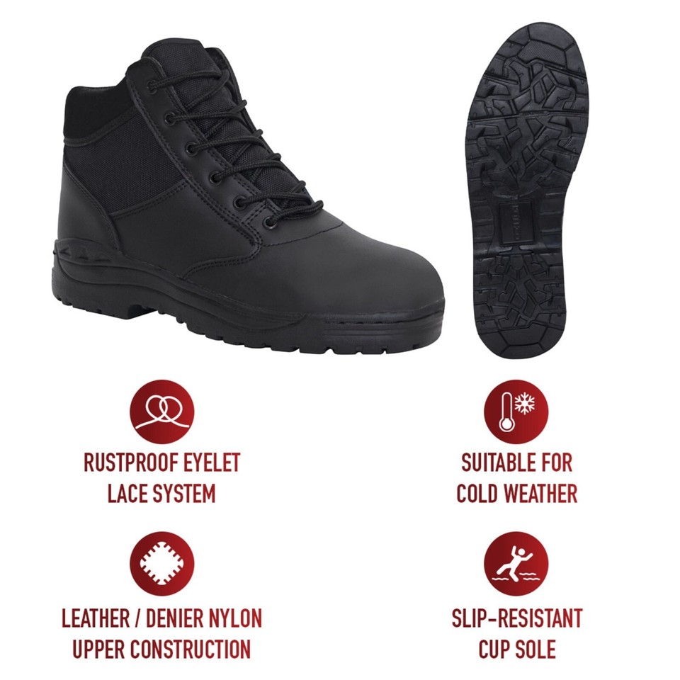 Rothco Black Forced Entry Boots Leather Tactical Public Safety Low Work ...