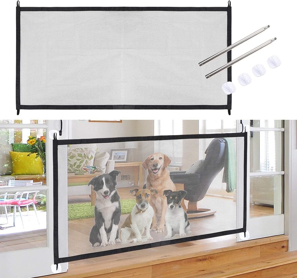 Pet isolation Mesh No Drilling Safety Fences Net Portable Dog Cat Stair ...