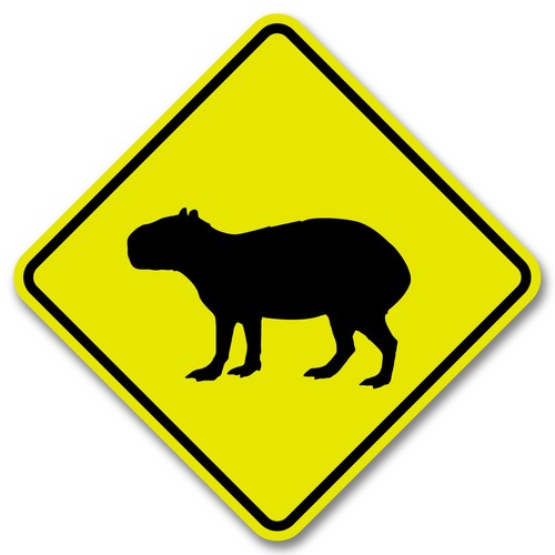 Capybara Crossing 16" Diamond Yellow Aluminum Road / Street / Traffic ...