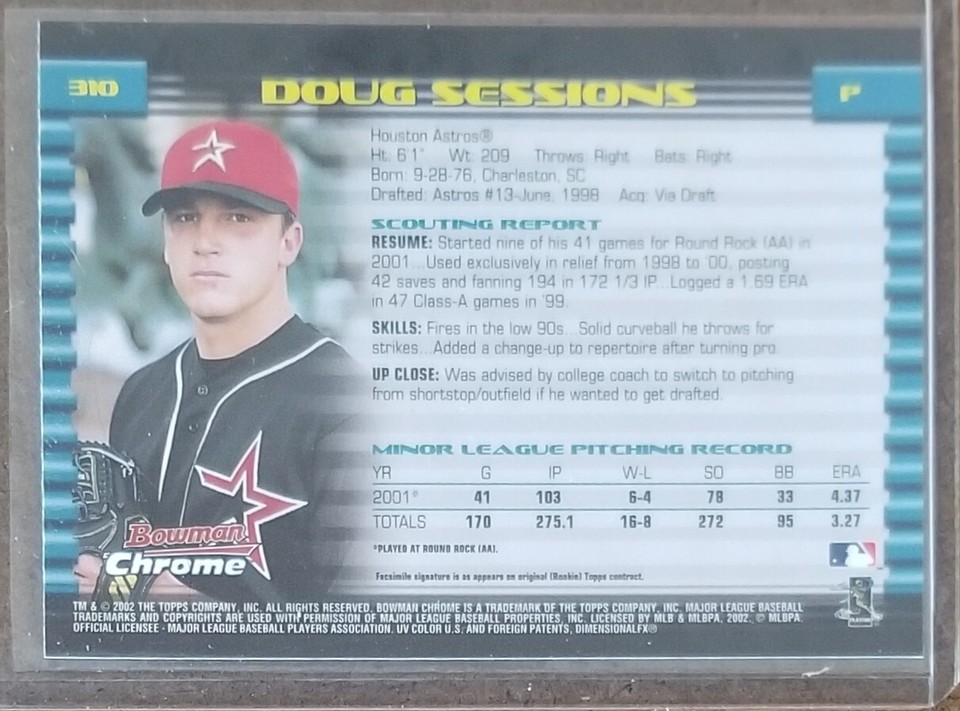 2002 Bowman Chrome #310 Doug Sessions Houston Astros Baseball Card | eBay