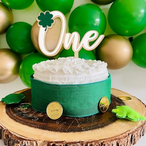 Lucky One Cake Topper - Clover Shamrock Wood Birthday Cake Topper, St ...