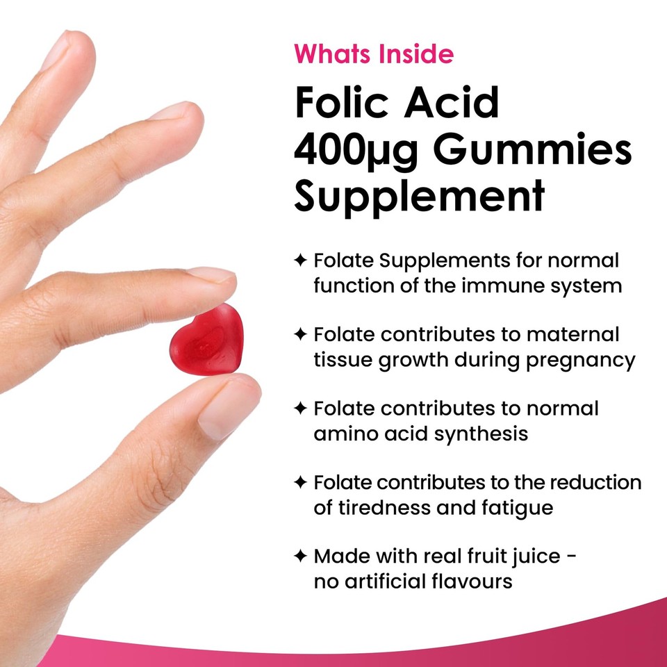 Folic Acid Pregnancy Gummies High Strength Folate Vitamins Chewable ...