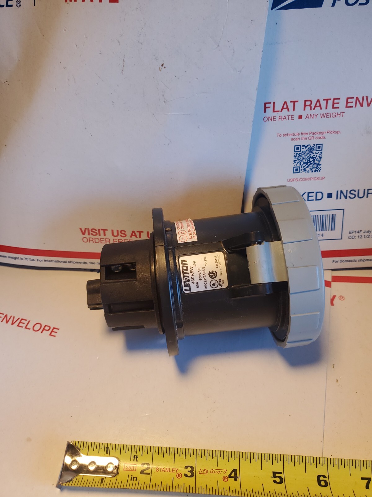 Leviton 460R5W Industrial Grade Receptacle, Watertight, 60 Amp, 600 ...