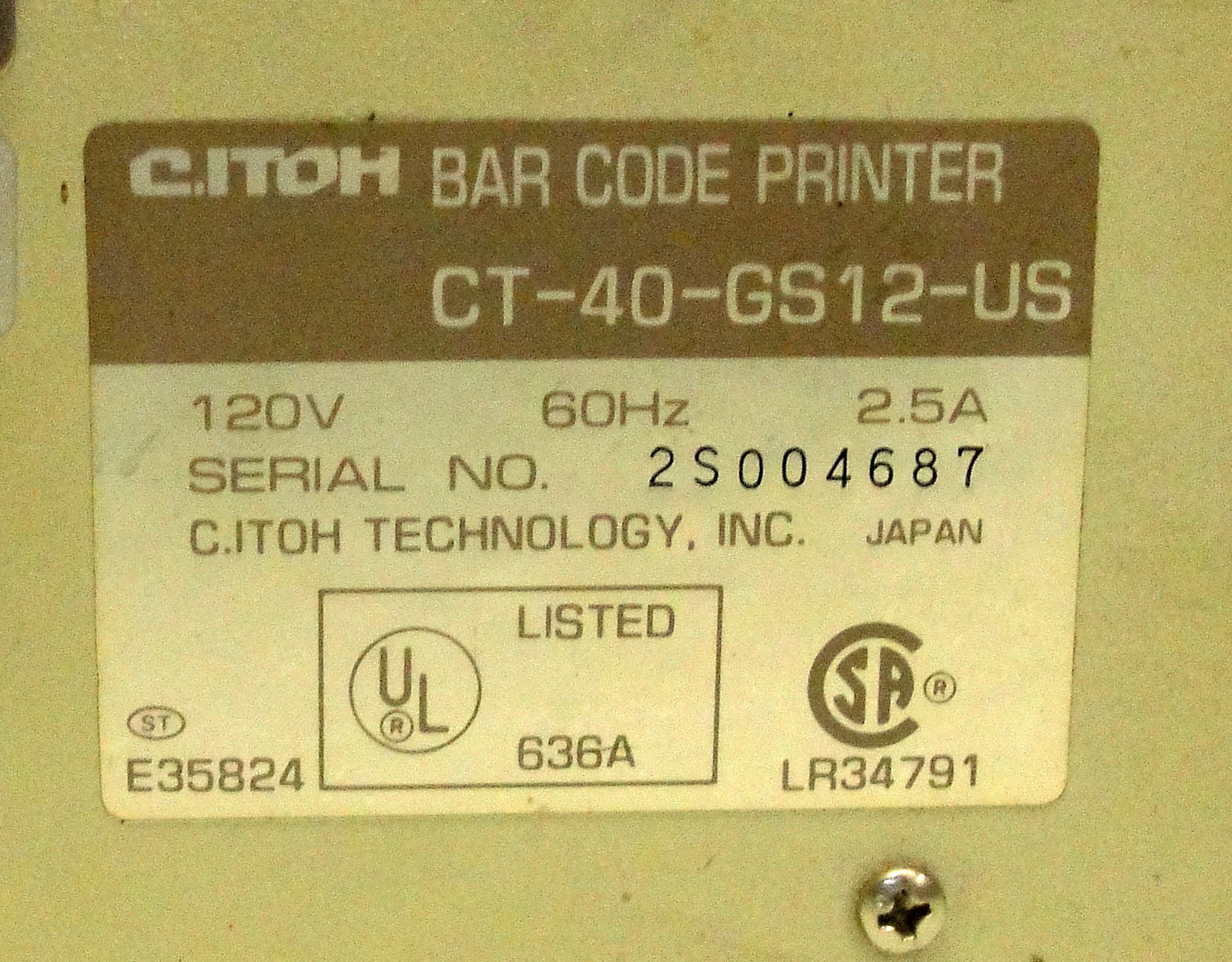 c.itoh Bar Code Printer CT-40-GS12-US, USED | eBay