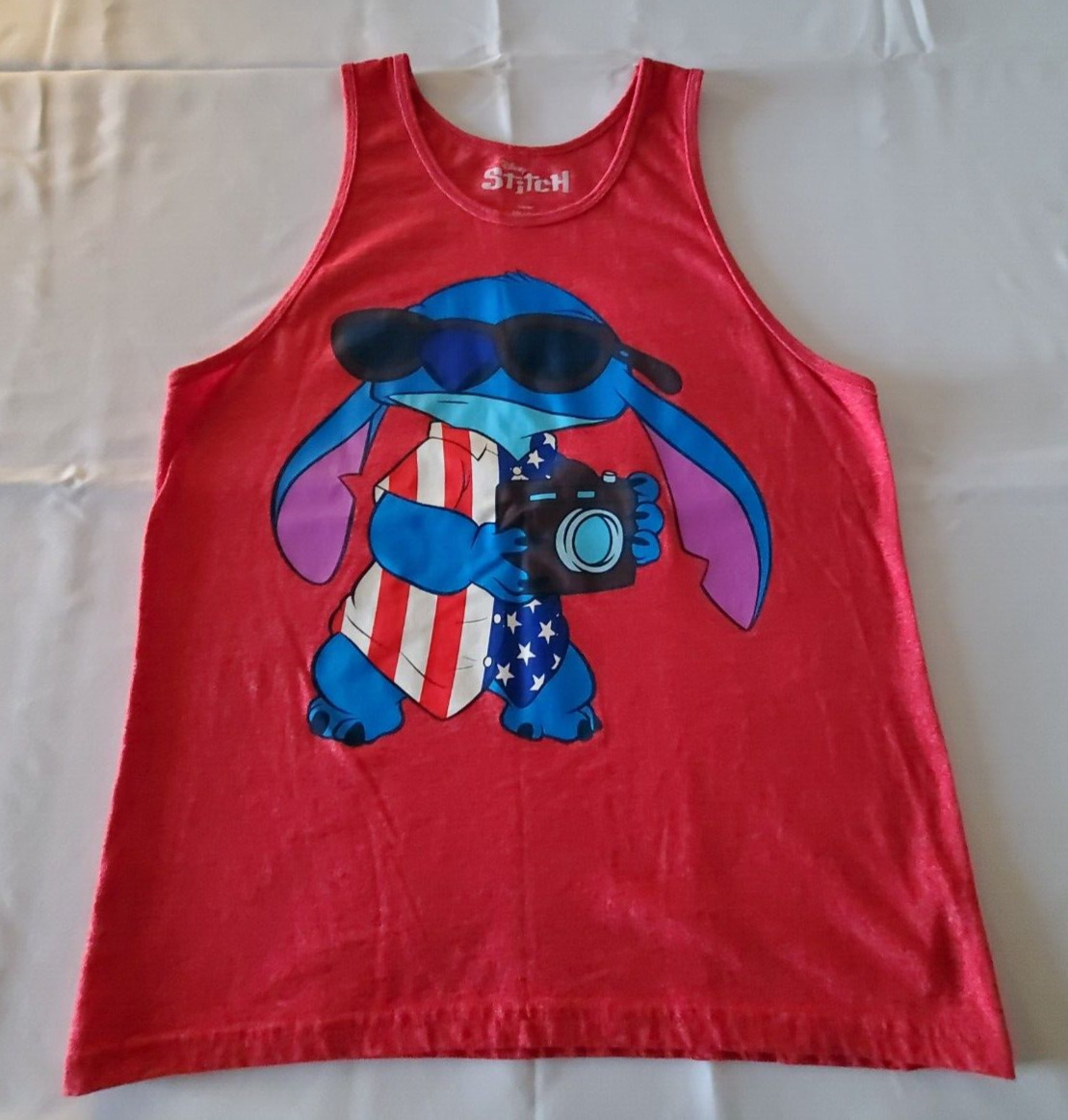 Disney Lilo & Stitch USA Tank Top Men's Small Red - Gem