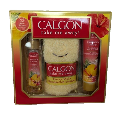 Calgon Hawaiian Ginger Gift Set Fragrance Mist Body Cream Yellow Socks ...