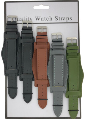 5 x Wholesale Job Lot Military Cuff Leather Watch Straps 18mm to 24mm ...