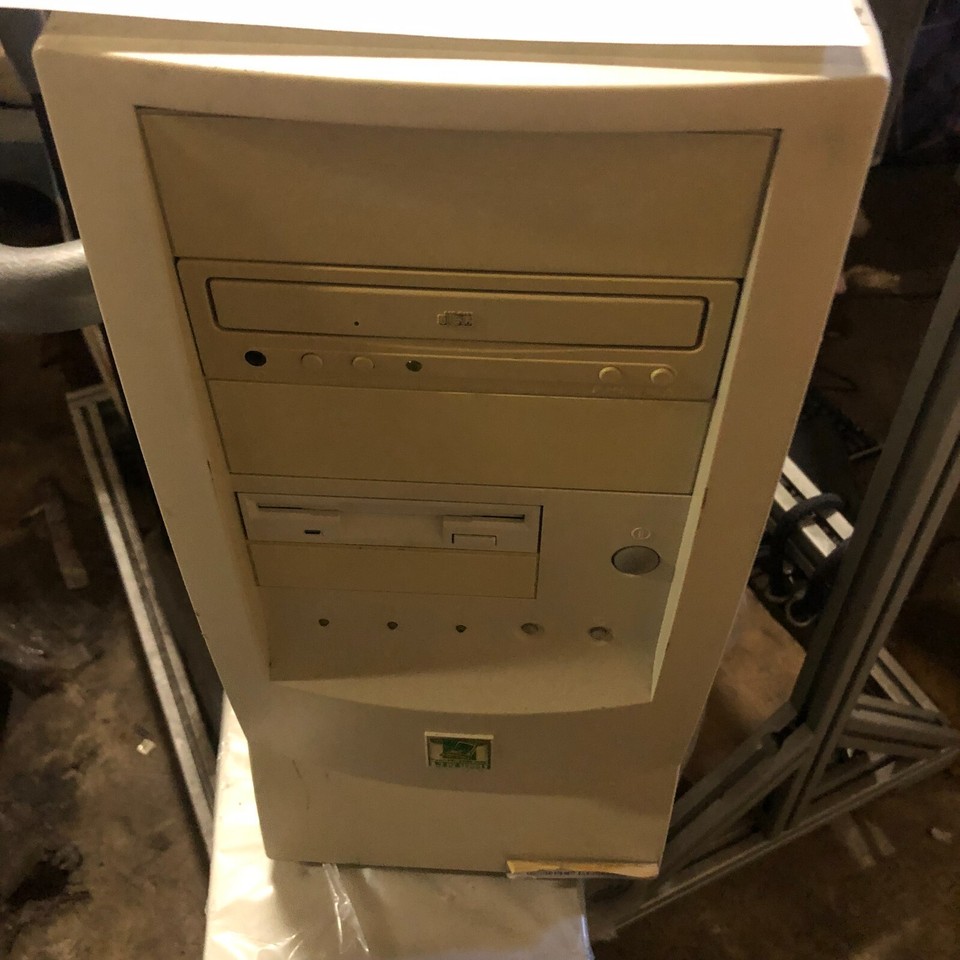 Vintage Retro PC Case Beige Computer Case AT mid Power White Used full ...