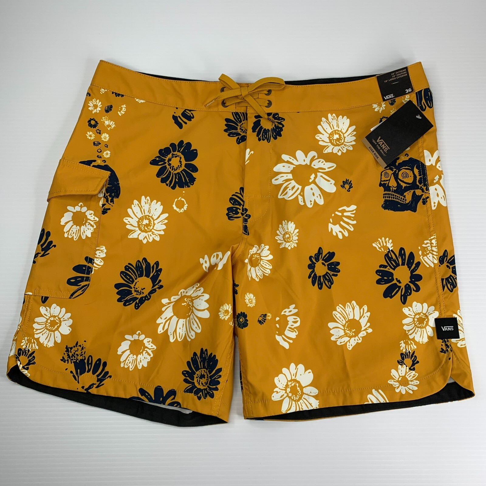 Vans Swimsuit Mens Size 36 Board Shorts Cargo Pocket Golden Yellow ...